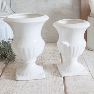 Set of 2 Small Vintage White Ceramic Vases - Etsy