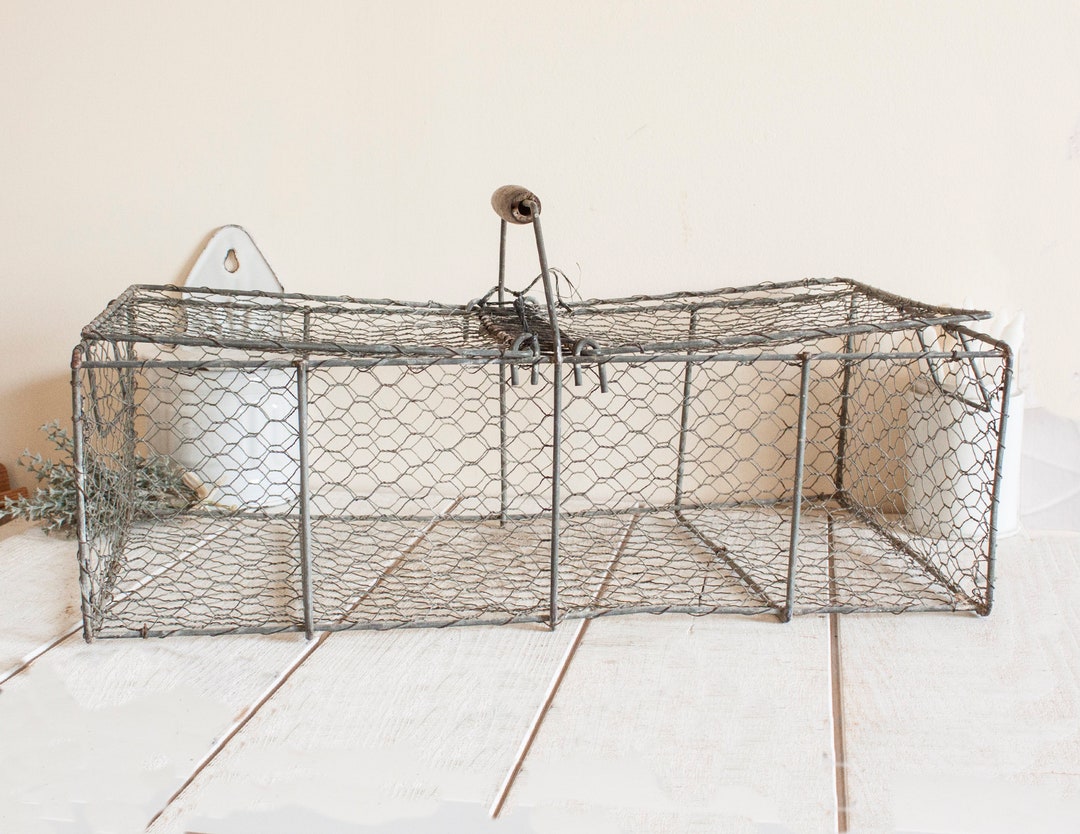 Large Antique French Wire Fishing Basket - Etsy