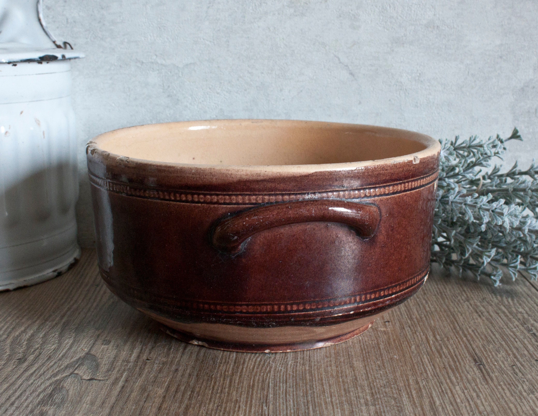 Antique French Brown and Beige Glazed Stoneware Terrine Pot - Etsy