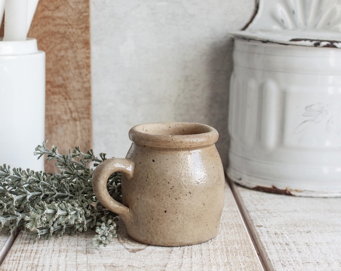 1800s RARE Small Antique French Stoneware Confit Pot in Beige Brown ...