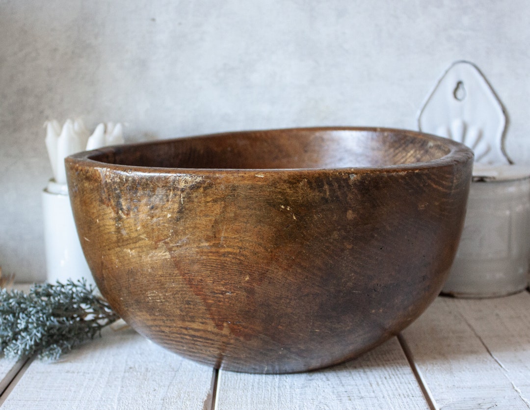 Large Antique Wooden Bowl - Etsy