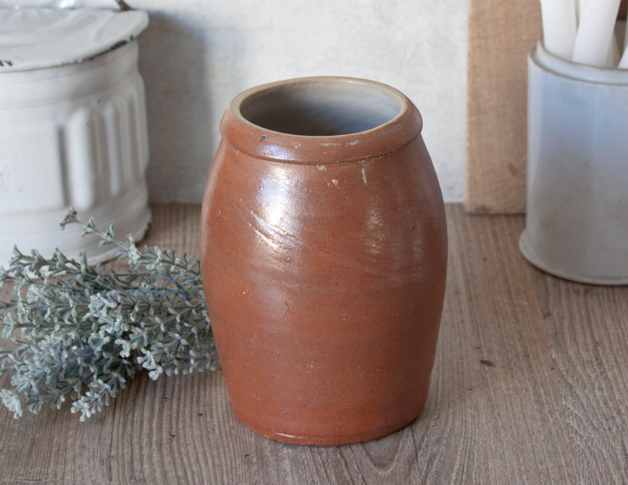 Vintage French Glazed Brown Stoneware Pitcher | Etsy