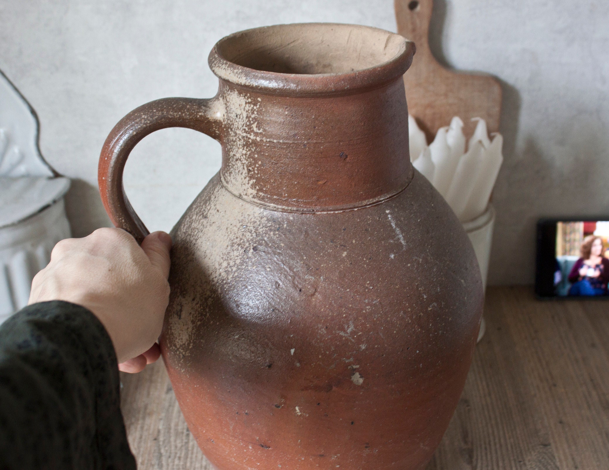 1800s Very Large Antique French Stoneware Crock Beige Brown - Etsy