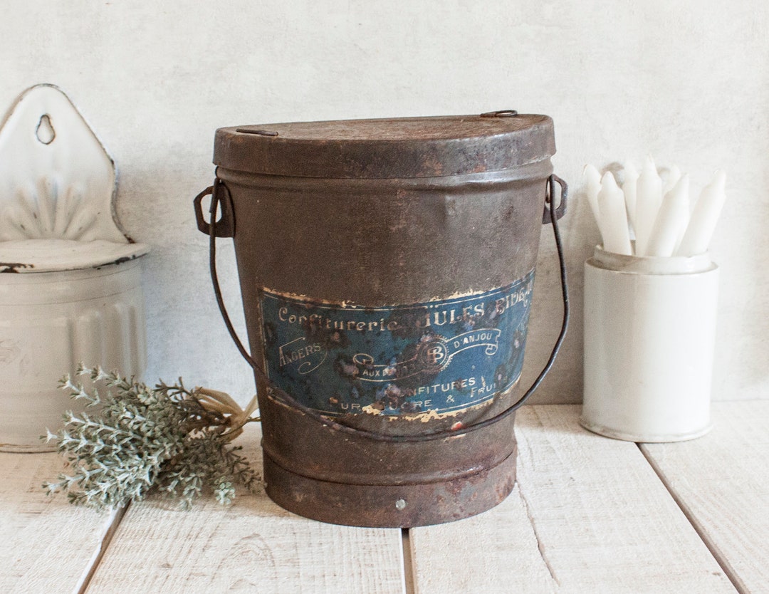 1900s Antique French Rusty Tin Jam Bucket - Etsy