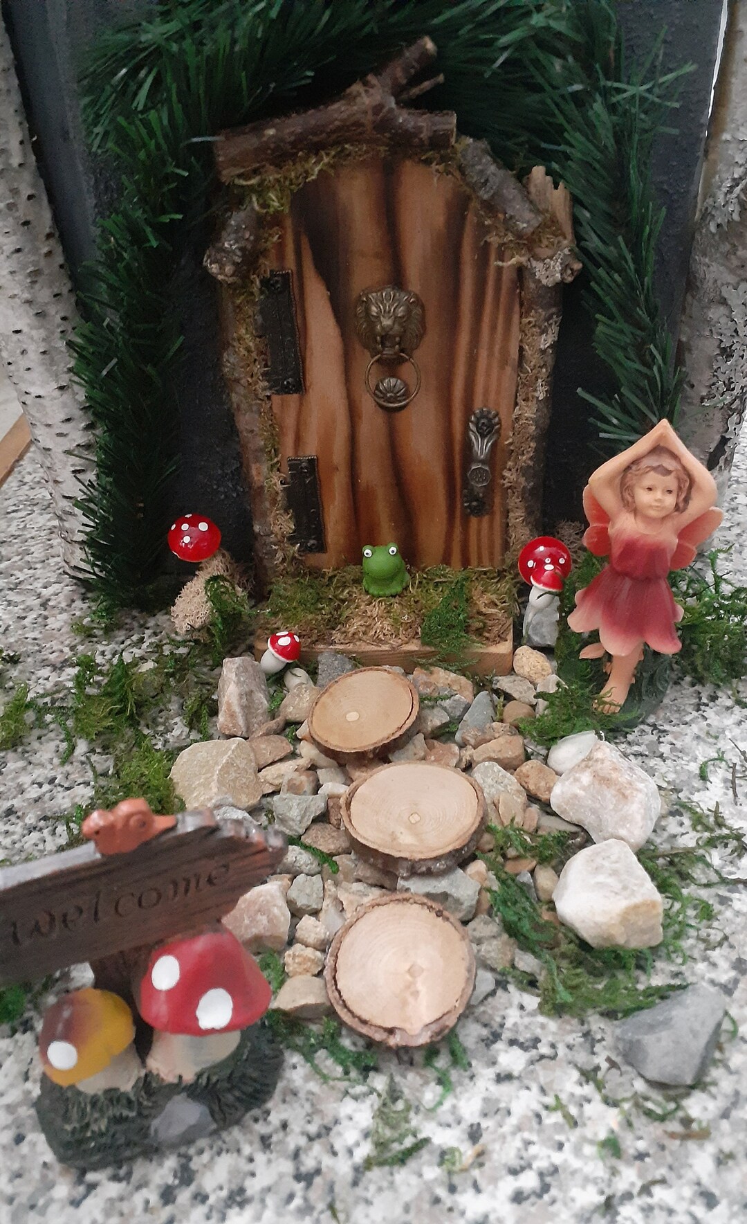Fairy House Door & Landscape Kit. Handmade Door With Lion Head Door ...