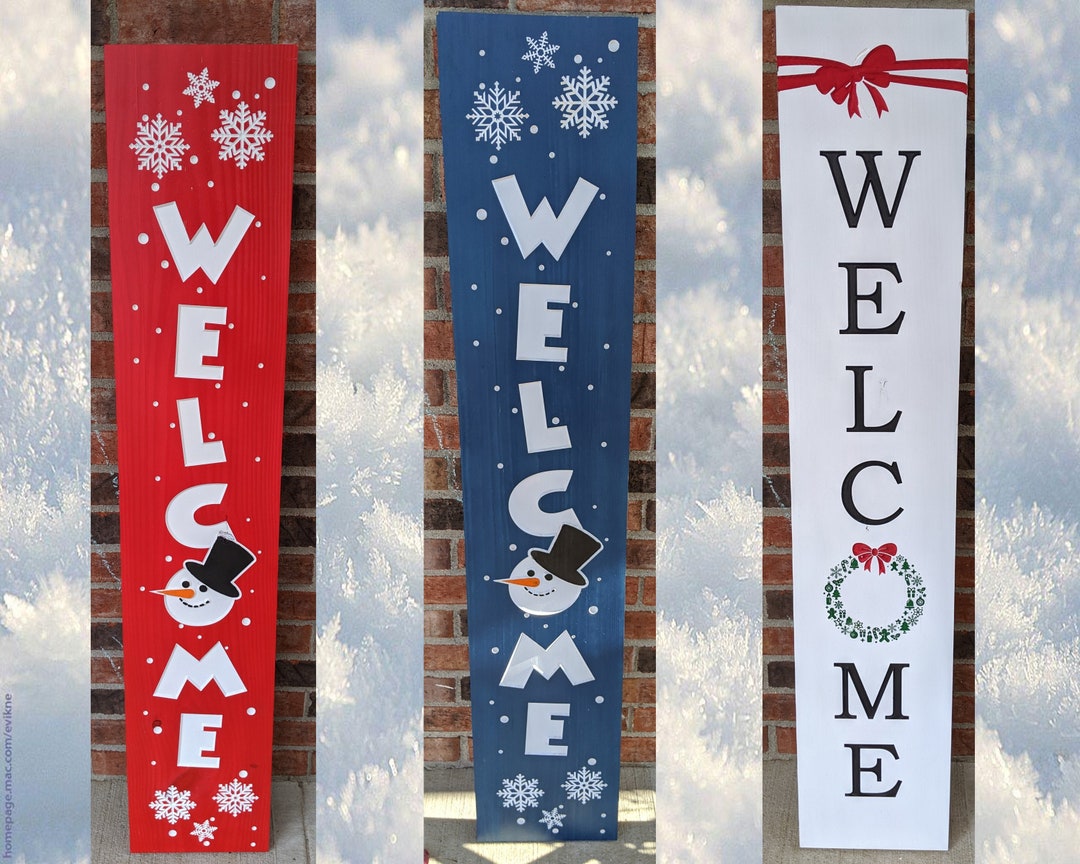 Carved Winter Welcome Porch Sign Snowman or Wreath Free Shipping - Etsy