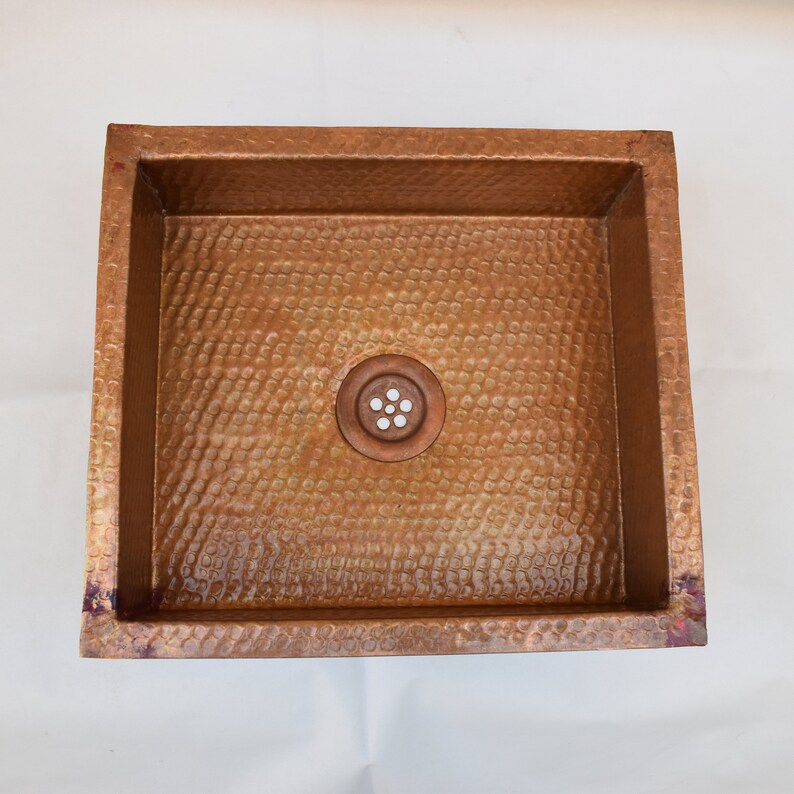 Matte Rectangle Hammered Copper Sink Kitchen Bathroom - Etsy