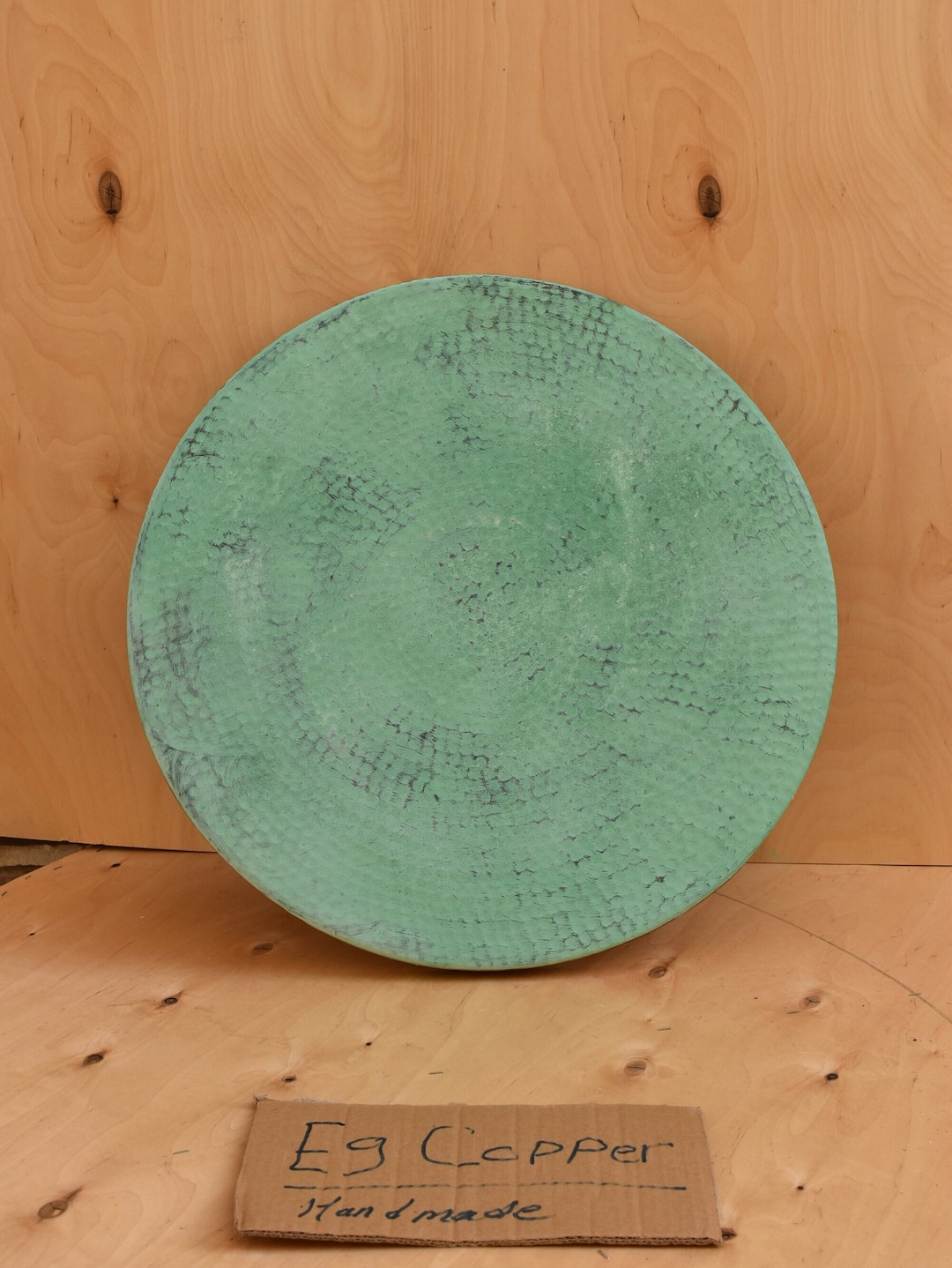 Handcrafted Hammered Copper Table Top: Green Patina Fire Art - Etsy