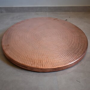 Handcrafted Hammered Copper Table Top: Polished Round Copper Furniture ...