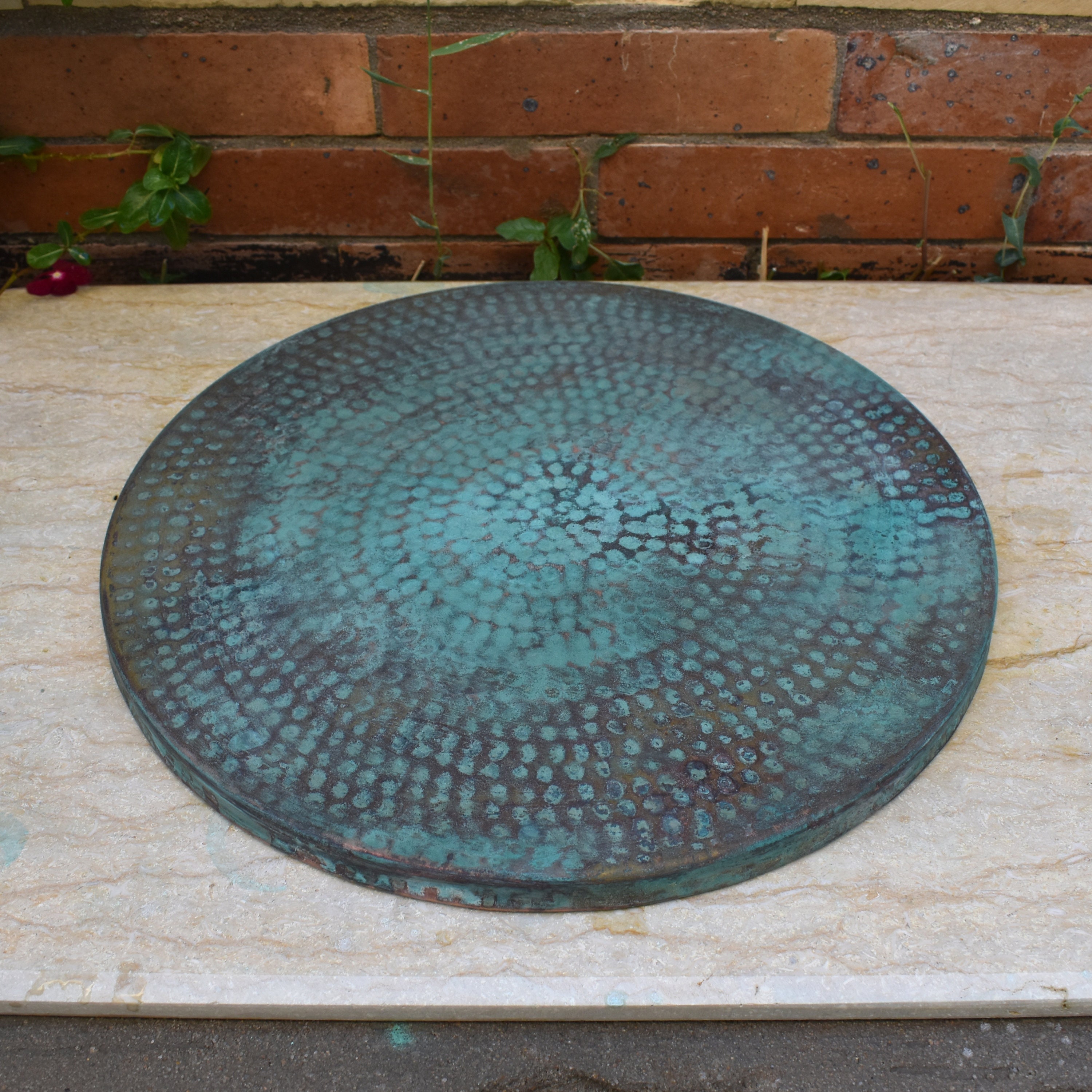 Oxidized Brass Table Top Countertop Round Art Deco Handcrafted Original ...