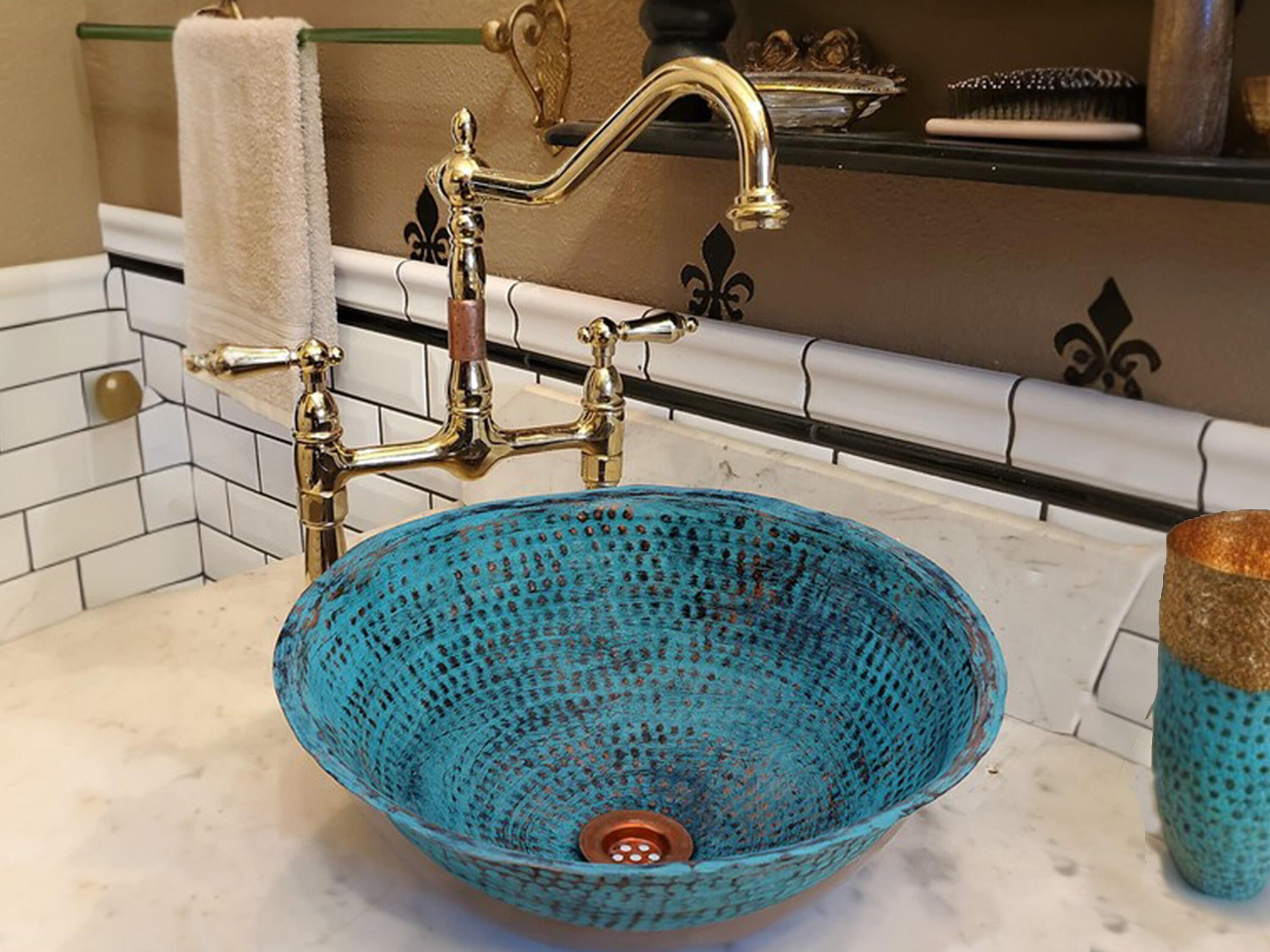 Round Pure Copper Sink Bathroom Vanity Kitchen Sink Washbasin - Etsy