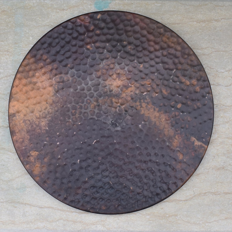 Handcrafted Hammered Copper Table Top: Polished Round Copper Furniture ...