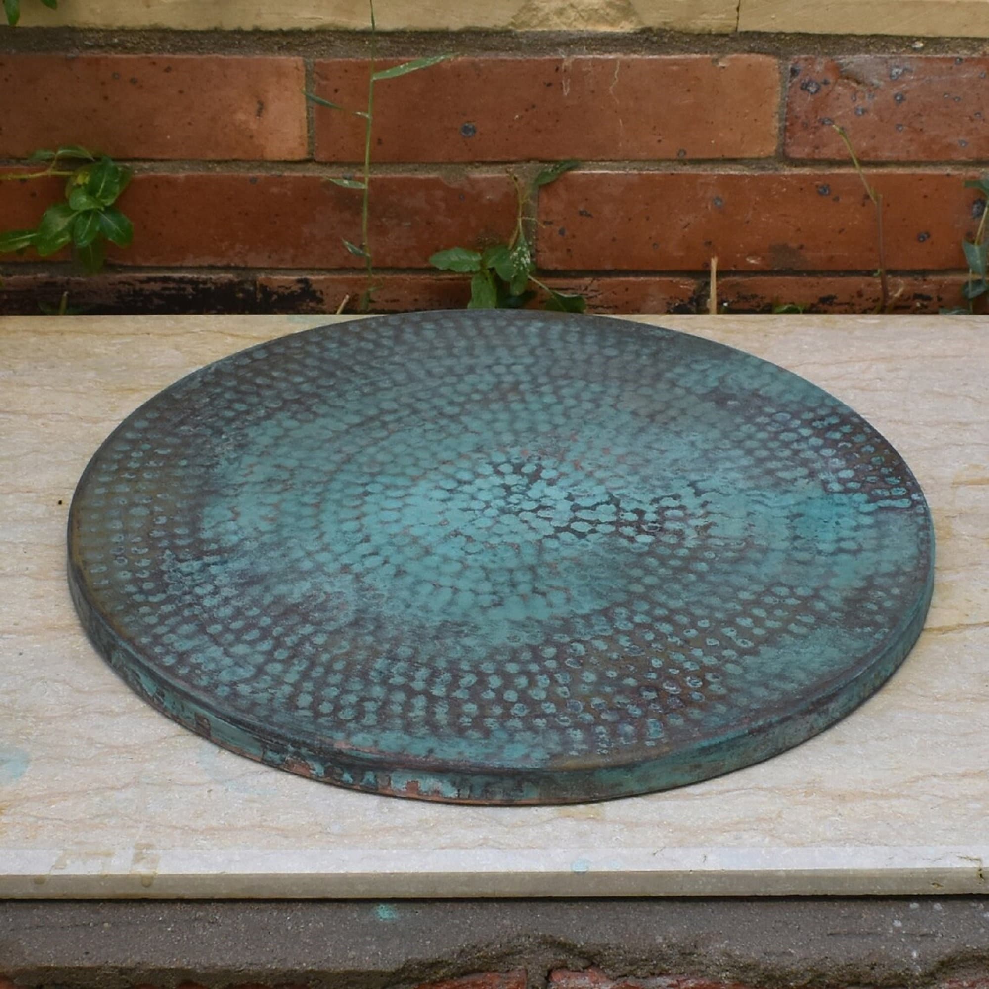 Handcrafted Hammered Copper Table Top: Polished Round Copper Furniture ...