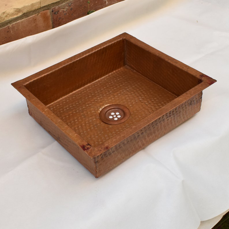 Matte Rectangle Hammered Copper Sink Kitchen Bathroom - Etsy