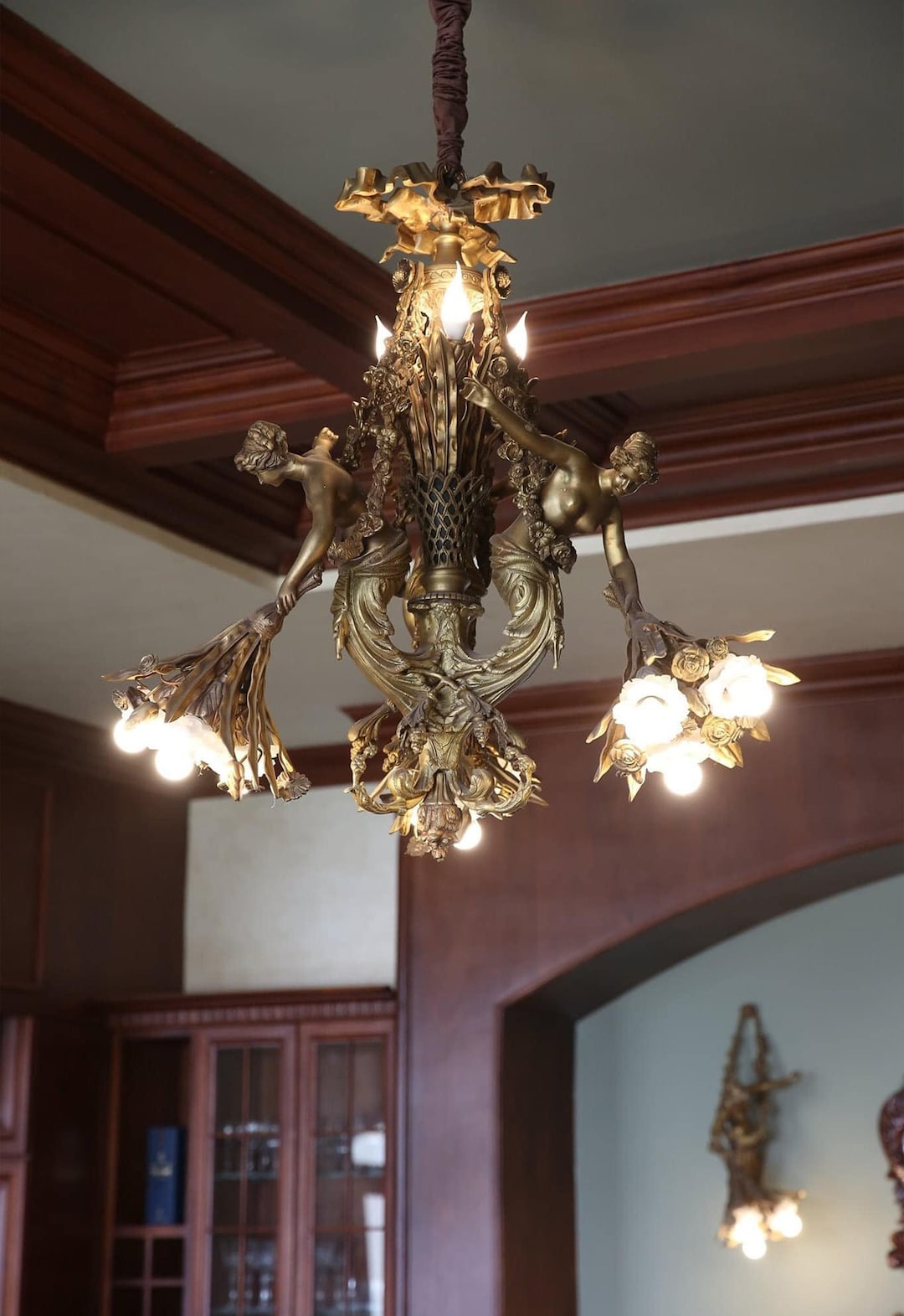 Brass Angel Lights Chandelier Ceiling Pendant Fixture Home - Etsy
