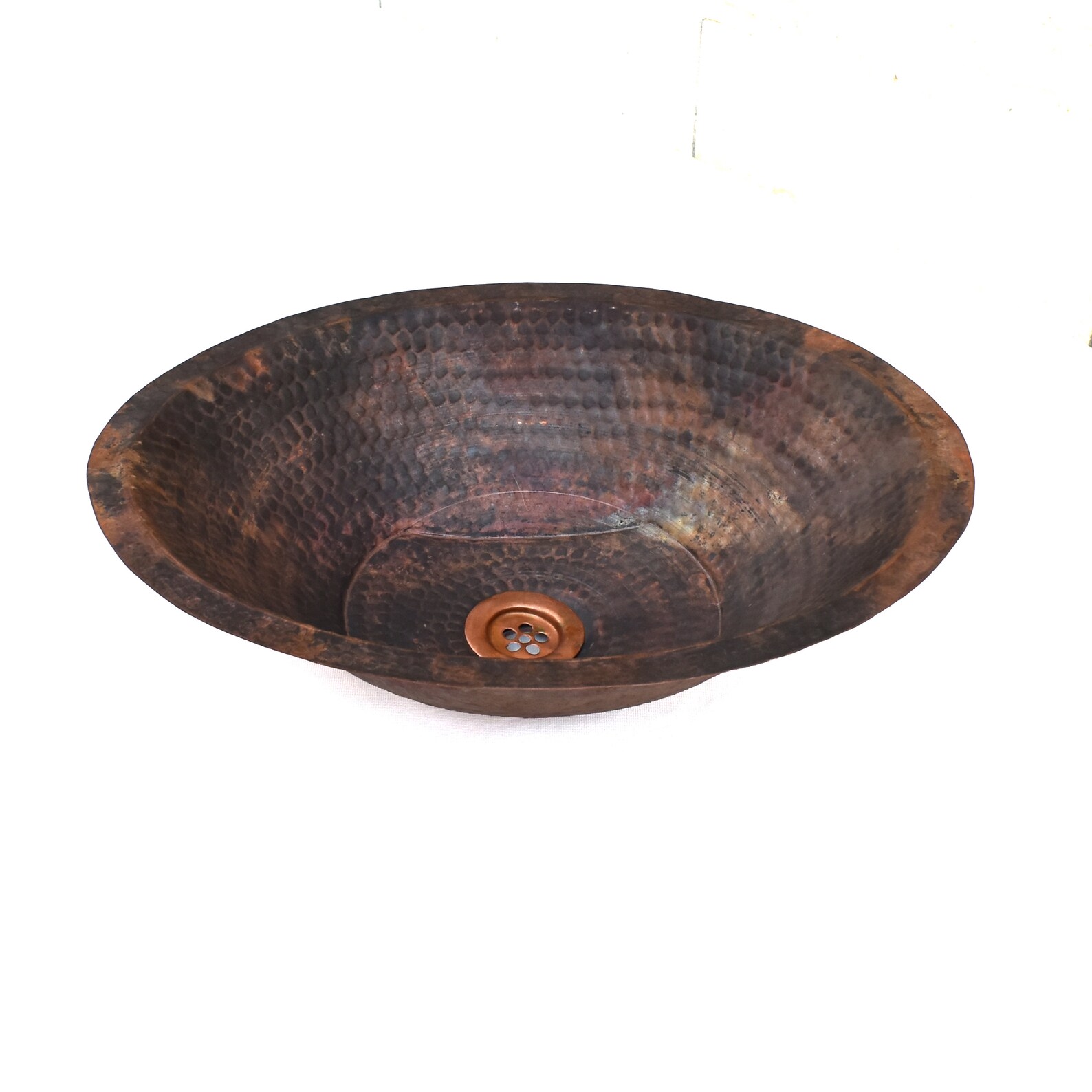 Hammered Copper Vessel Bathroom Sink Vanity Oval Above Counter - Etsy