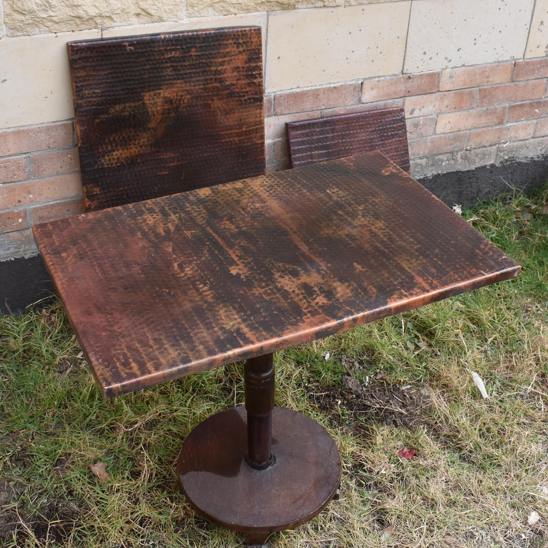 Hammered Copper Table Top: Rustic Patina, Handcrafted Furniture - Etsy