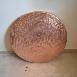 Handcrafted Hammered Copper Table Top: Polished Round Copper Furniture ...