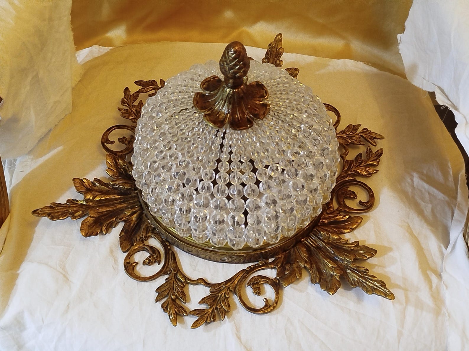 Hand Beaded Antique Replica Crystal Chains French Empire Flush Mount ...