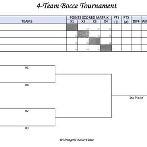 4-team Bocce Ball Tournament Sheet - Etsy