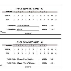 20 Teams Bocce Tournament Round Robin Single Elimination Brackets
