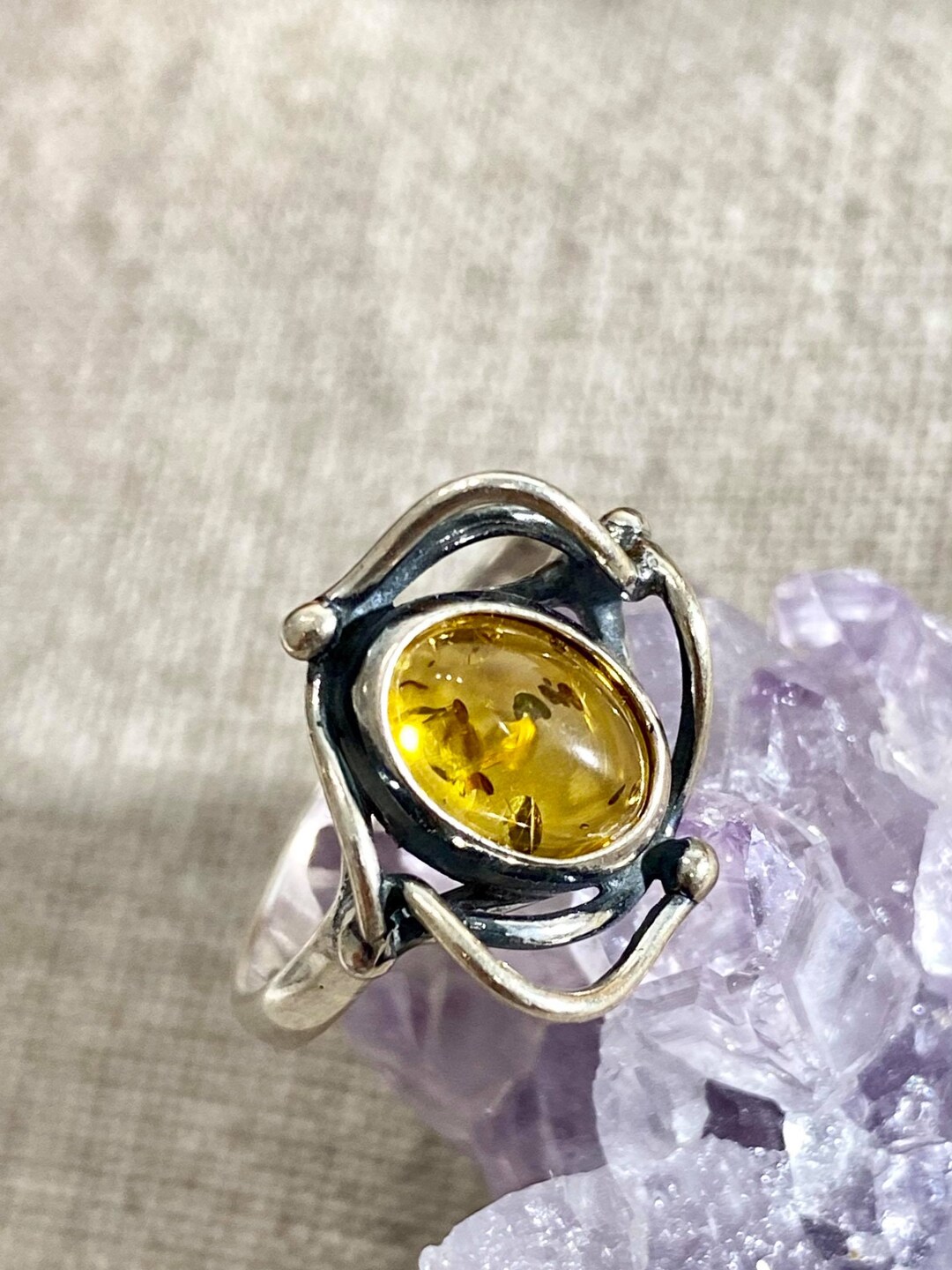 Natural Yellow Amber Ring 925 Sterling Silver, Good for Any Occasion ...