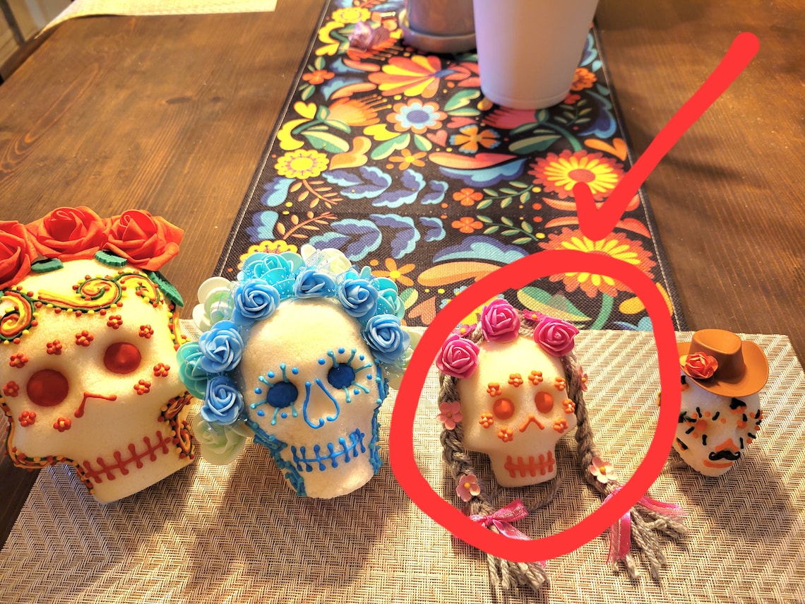 Traditional Real Sugar Skull Braided Calavera Day of the - Etsy