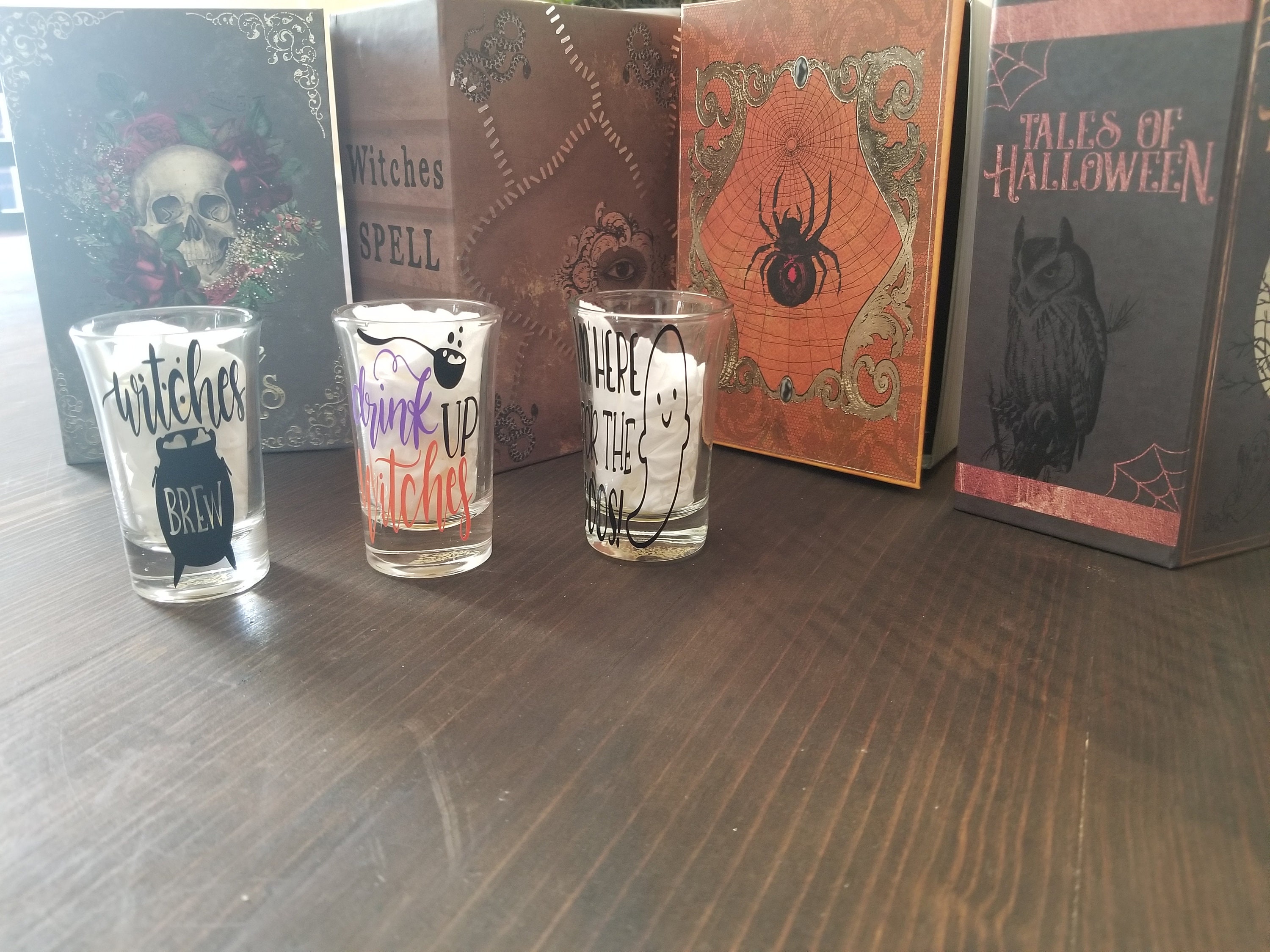 Halloween Shot Glasses Witches Brew Shot Glass Drink up | Etsy