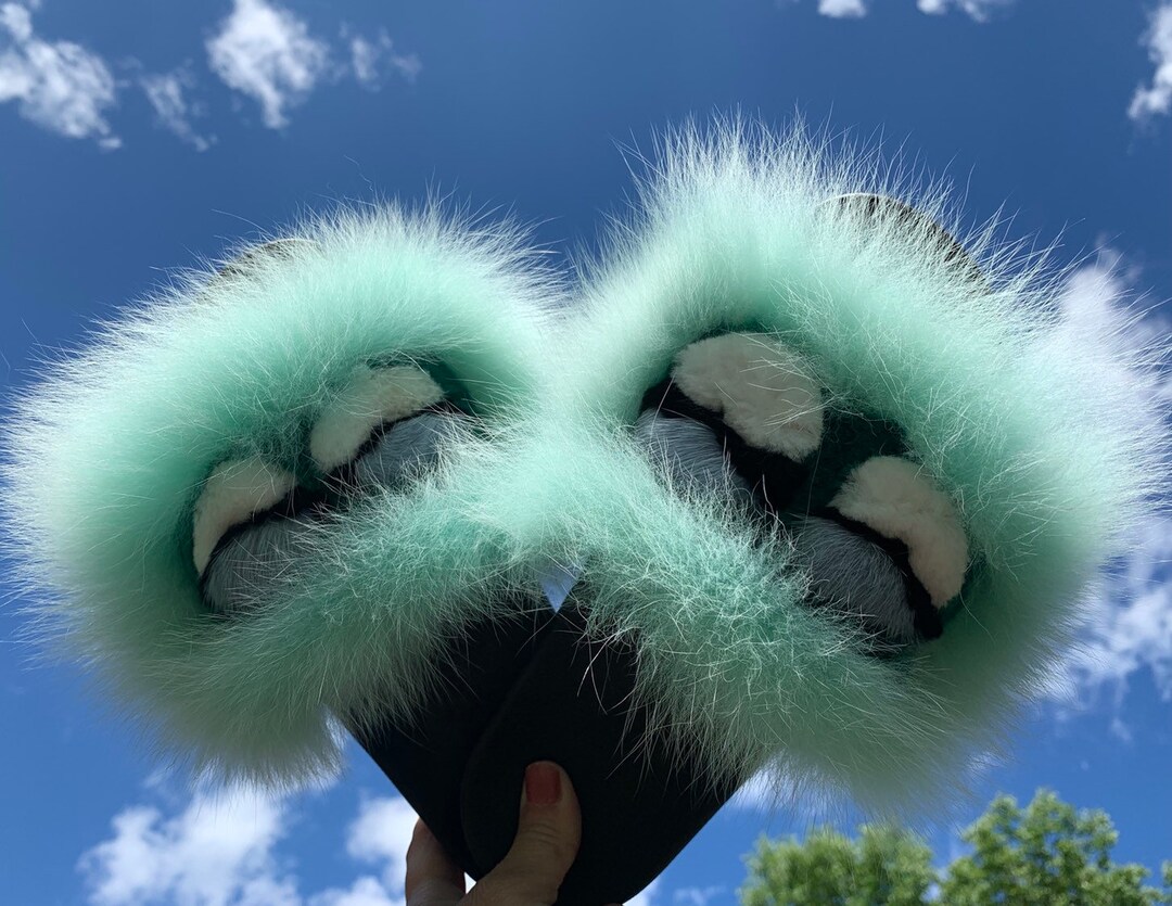 Fox Monster Fur Slides Sandals Slippers Available in Many Colors ...