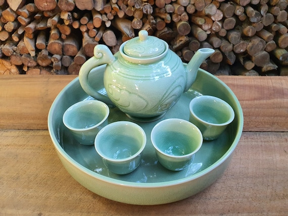 Thai Celadon Tea Pot and Cups Set Handmade | Etsy