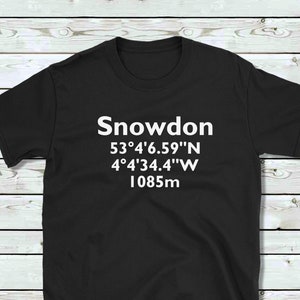 Snowdon Tshirt/snowdon Altitude/mount Snowdon Height/snowdon ...