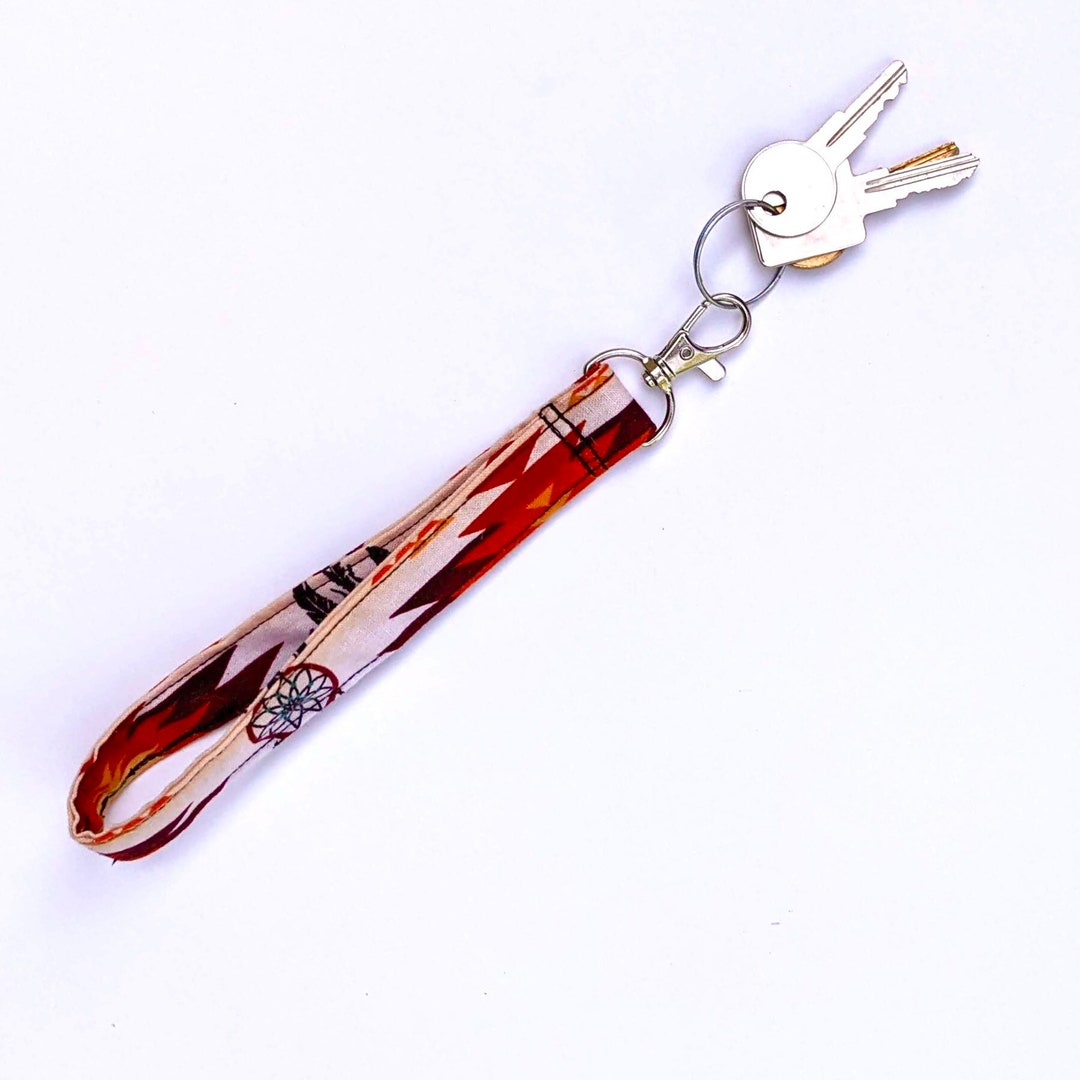 Cotton Wrist Key Fob - Native Art Pattern Keychain - Luggage Tag ...