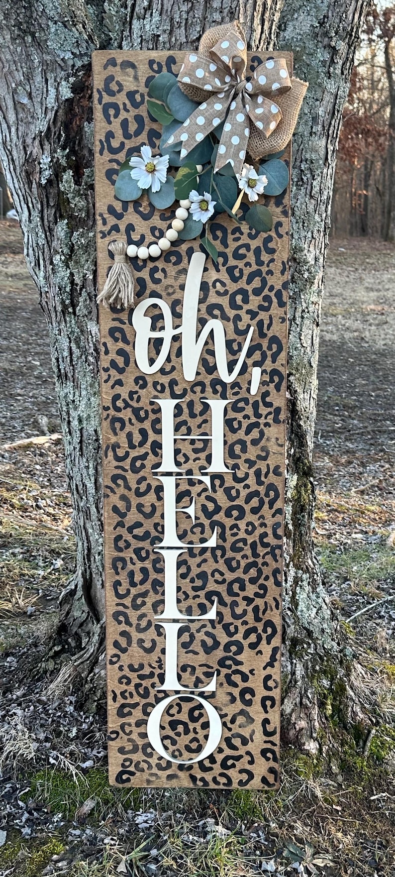 Leopard Print Welcome Sign: Farmhouse Front Porch Leaner - Etsy