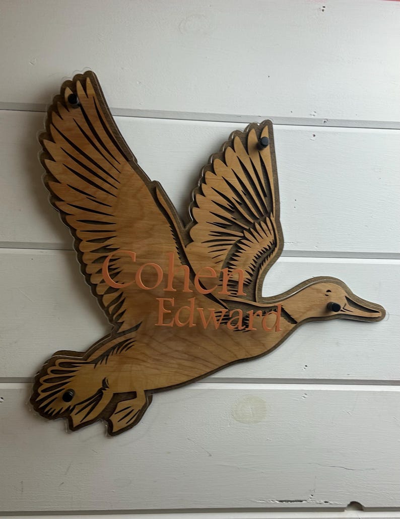 Flying Mallard Duck Name Sign: Custom Acrylic Nursery Decor - Etsy