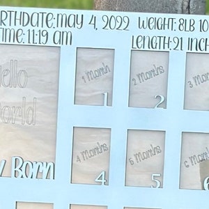 Baby First Year Picture Frame, Baby Monthly Frame With Birth Stats ...