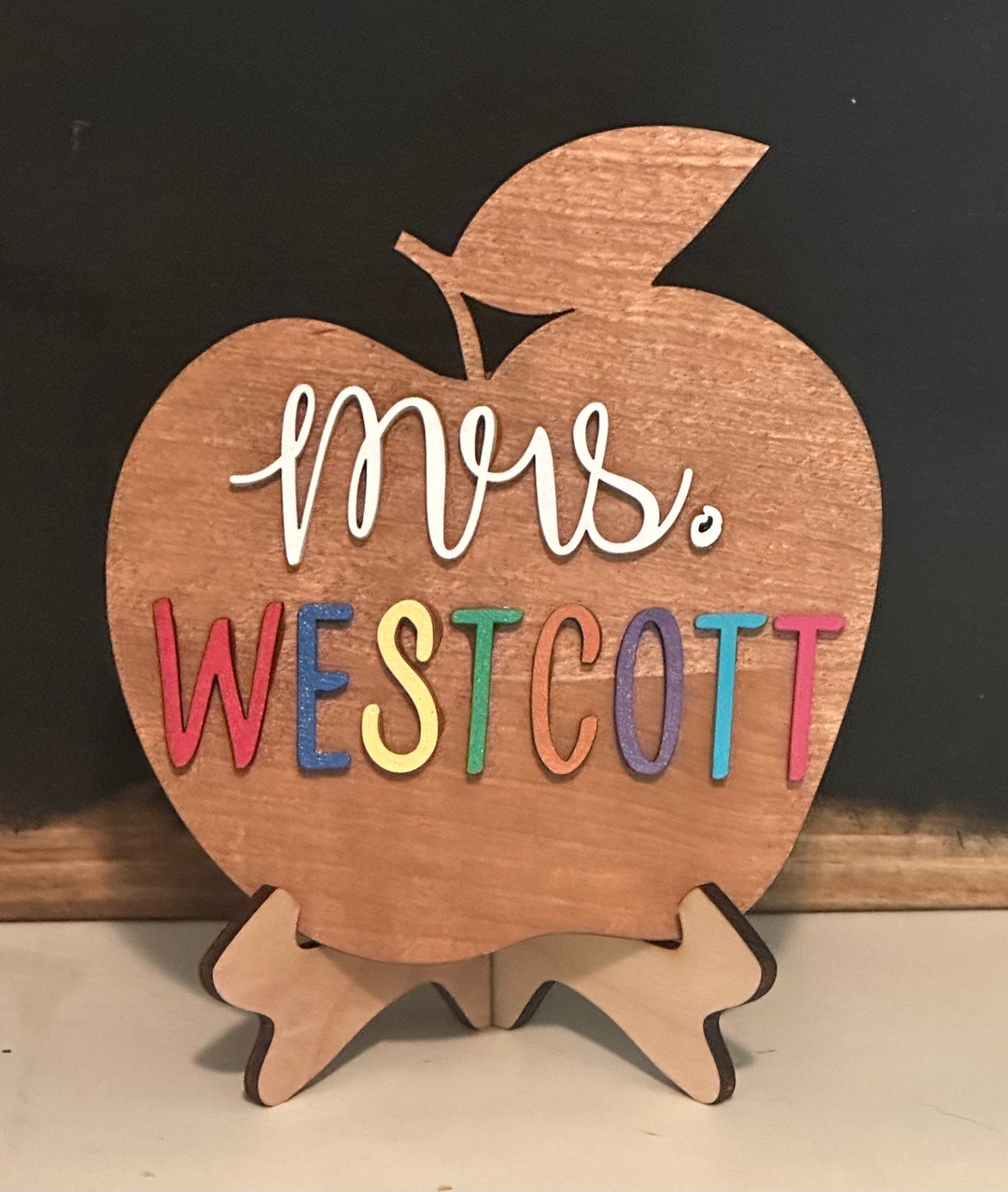 Teacher Personalized Apple, Classroom Desktop Name Tag Sign, Name Sign ...
