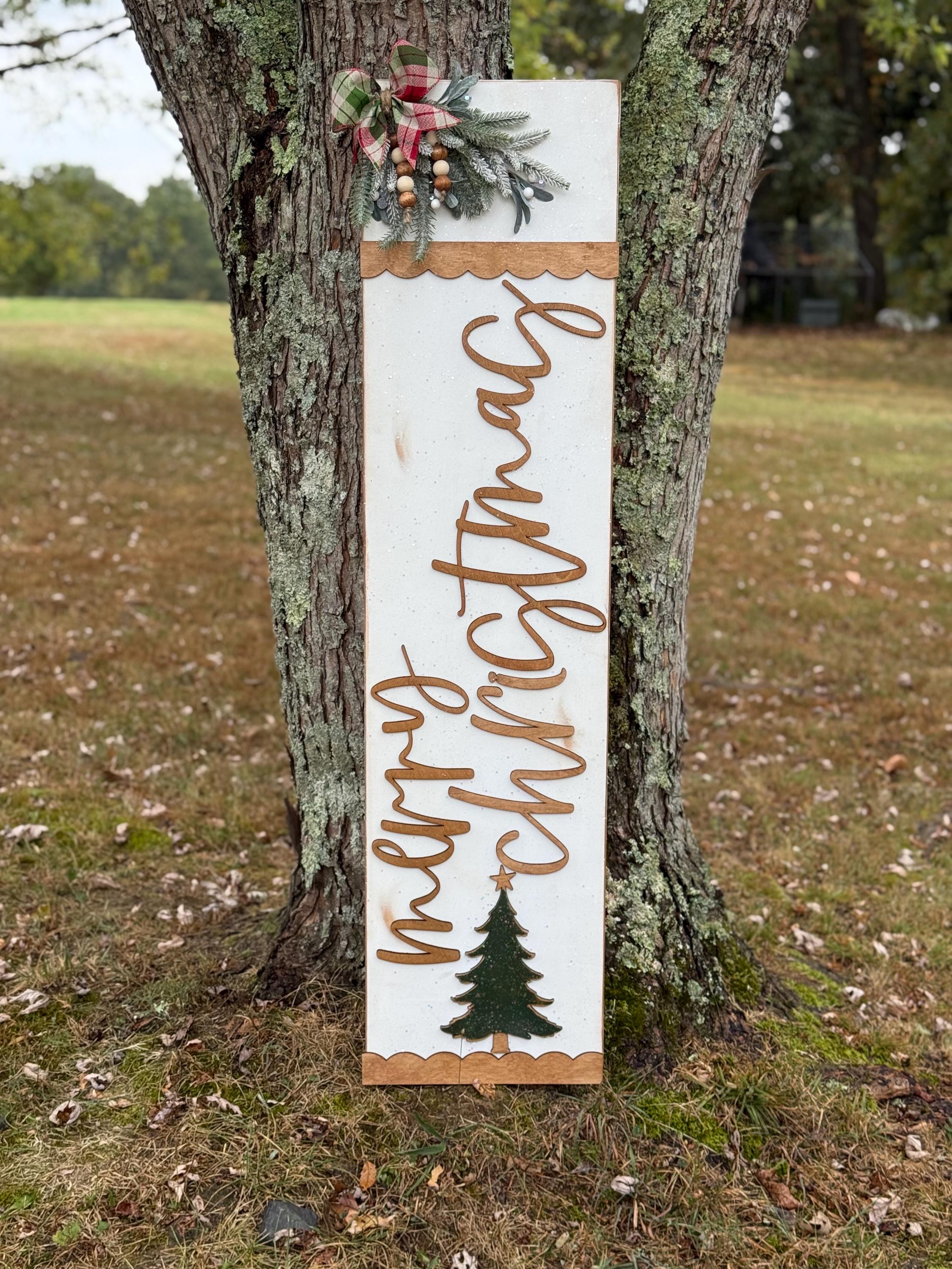 Christmas Door Hanger and Leaner Set: Christmas Tree Decor - Etsy