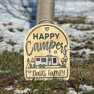 Happy Camper Personalized Sign, Camper Decorations, Personalized Camper ...