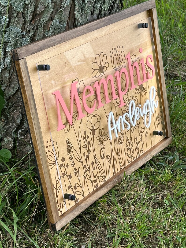 Boho Wildflower Acrylic Name Sign: Custom Nursery Decor - Etsy