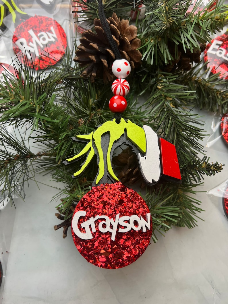 Personalized Grinch Christmas Ornaments Personalized - Etsy