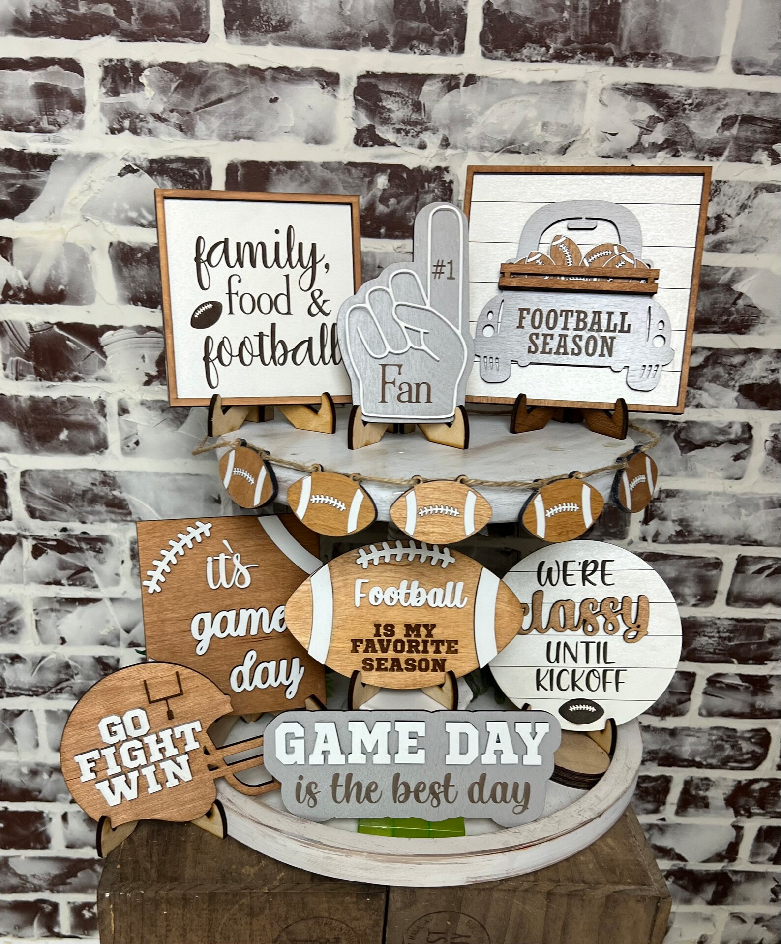 Football Tiered Tray Setfall Football Tray Setfall - Etsy