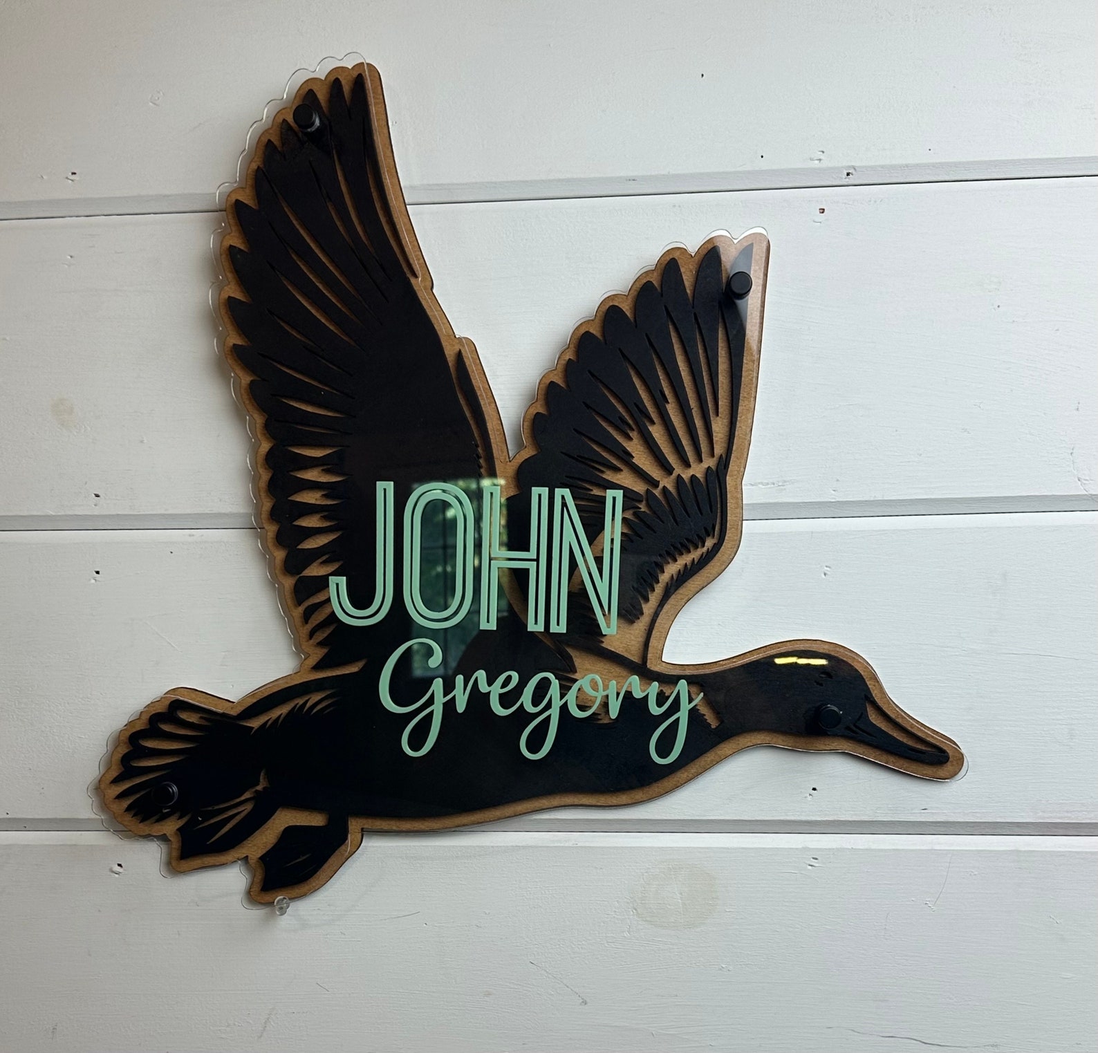 Flying Mallard Duck Name Sign: Custom Acrylic Nursery Decor - Etsy