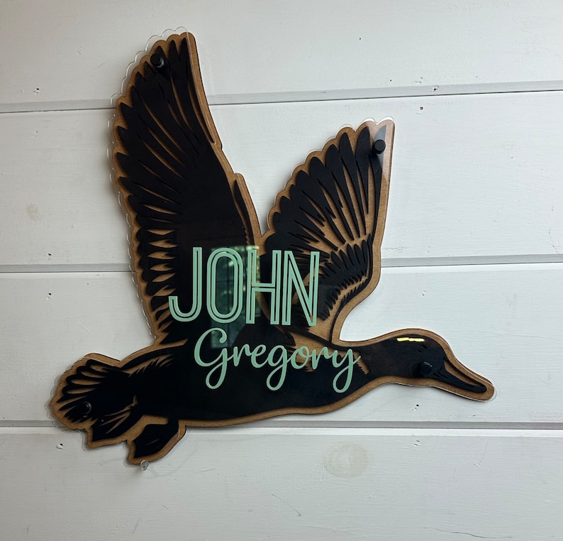 Flying Mallard Duck Name Sign: Custom Acrylic Nursery Decor - Etsy