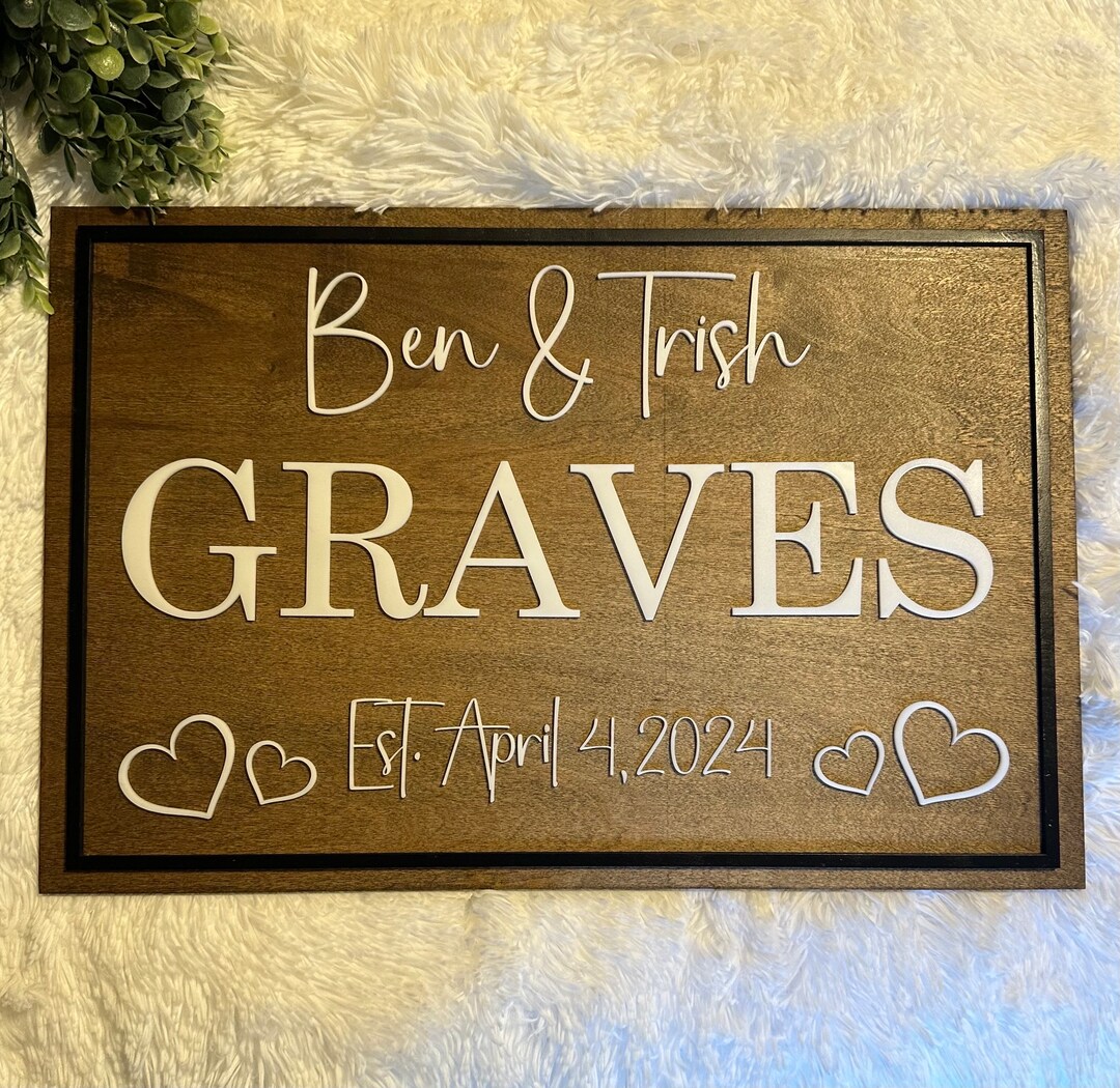 Custom Last Name Sign, Personalized Wedding Gift, Anniversary Gift ...