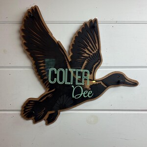 Flying Mallard Duck Name Sign: Custom Acrylic Nursery Decor - Etsy