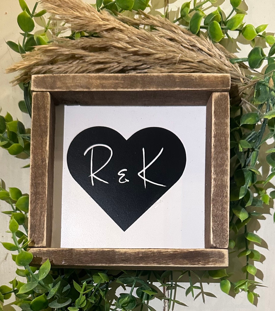 Couple Initial Sign, Personalized Initial Heart, Bedroom Decor, Rustic ...