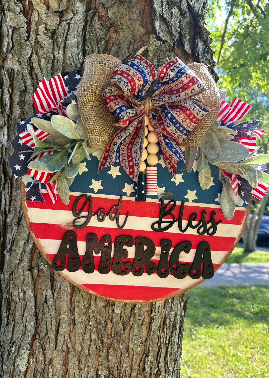 Patriotic Front Door Wreath, Door Hanger July 4,flag Front Door ...