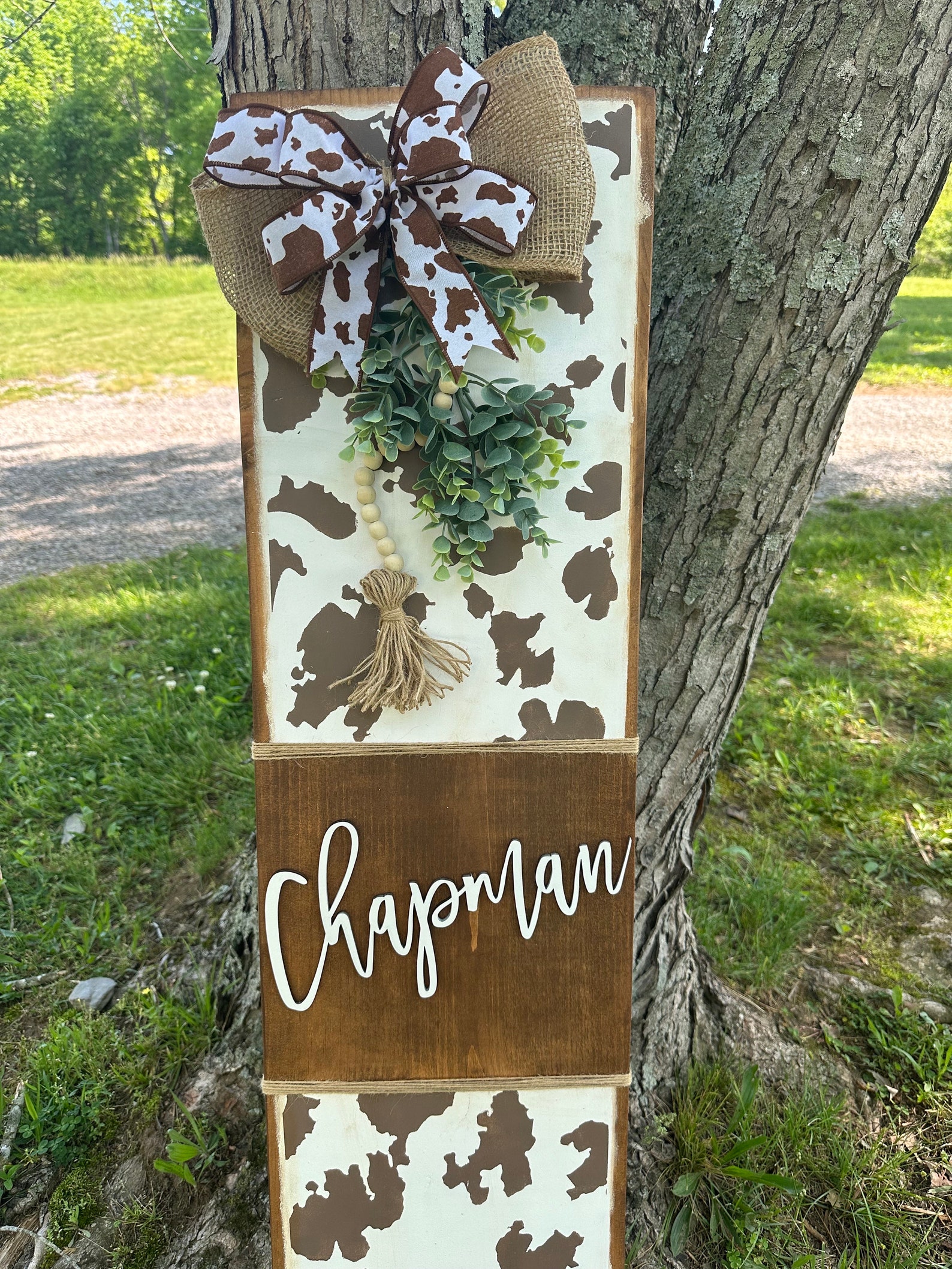 Cow Print Welcome Sign: Farmhouse Front Porch Leaner Door Hanger - Etsy
