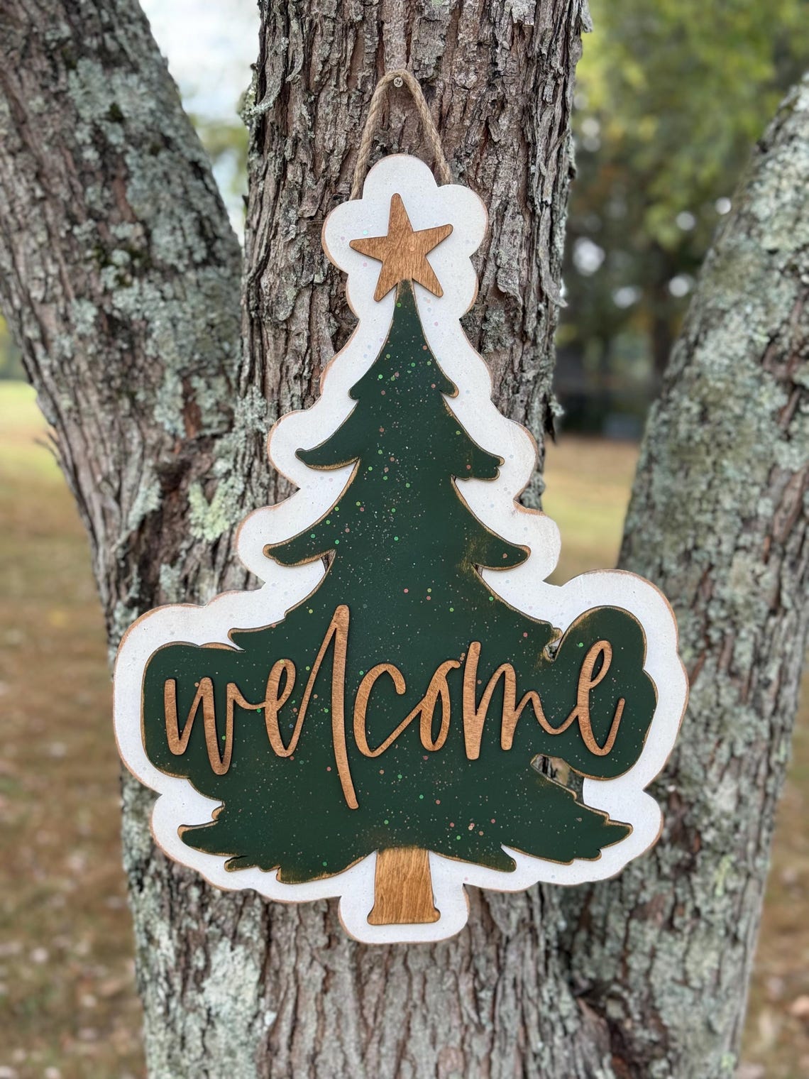 Christmas Door Hanger and Leaner Set: Christmas Tree Decor - Etsy