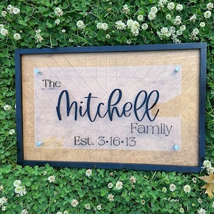 Family Name Sign, Wedding Gift, Acrylic and Wood Sign, Large Elegant ...